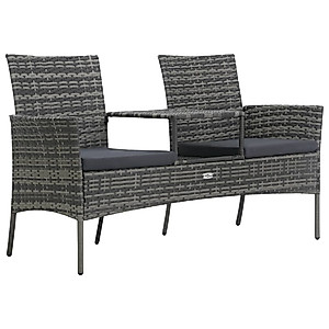 AJSEOYBS Patio Furniture Set,Outdoor Furniture,Patio Conversation Sets for Backyard, Porch, Balcony, Poolside,2-Seater Patio Sofa with Tea Table Poly Rattan Anthracite