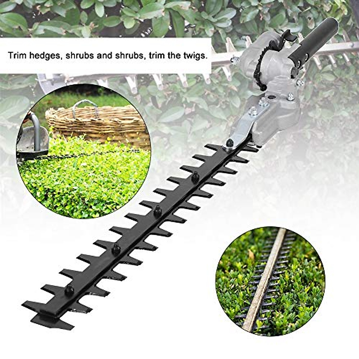 Hedge Trimmer - Delaman 7 Teeth 17-1 inch Universal Hedge Trimmer Attachment Expand Double Sided Blades