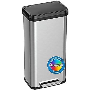 iTouchless SoftStep EXP 20 Gallon Step Pedal Trash Can with AbsorbX Odor Filter, Stainless Steel with Dent-Proof Plastic Lid, 75 Liter Garbage Kitchen Bin for Home, Office, Business, Store