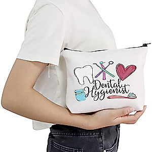 POFULL Dental Hygiene School Student Make Up Bag Dental Assistant Gift Dental Graduation Zipper Pouch Bag RDH Gift (Dental Hygienist bag)