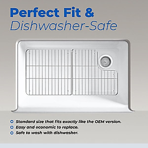 ANTOBLE K-6639-ST Sink Rack Compatible with Kohler Whitehaven Farmhouse Cairn K-6488 K-6489 K-27785 Bottom Basin Rack Kitchen Sink Protector 36" for Kohler Stainless Steel Sink Grid Replacement Part