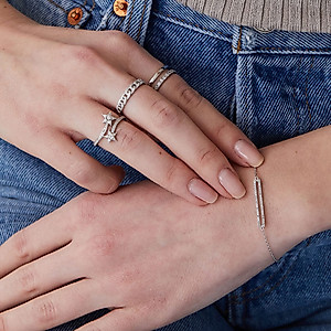 RS Pure by Ross-Simons 0.25 ct. t.w. Diamond Open-Space Double-Band Ring in Sterling Silver. Size 8