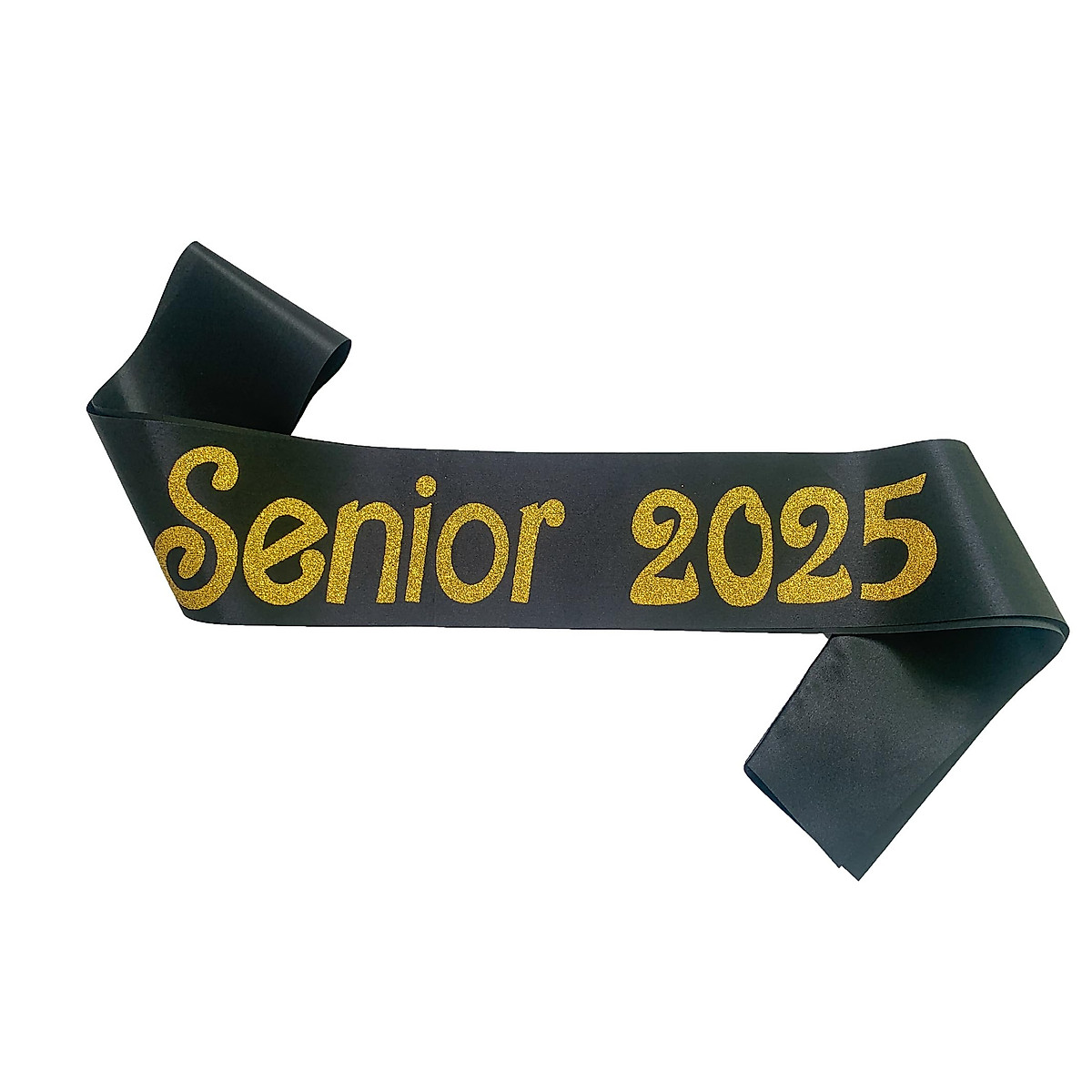 Conggluuo Senior 2025 Sash, 2025 Senior Sash Black Sash with Gold Glitter Finally Graduated Cheerleader Graduation Sash for Graduation Party Supplies 2 Pack Senior Sashes Black Gold 2pcs