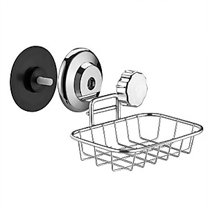 SANNO Suction Cup Soap Holder, Soap Dish Saver Tray Bar Soap Sponge Holder for Shower Wall, Bathroom, Tub and Kitchen Sink stainless steel