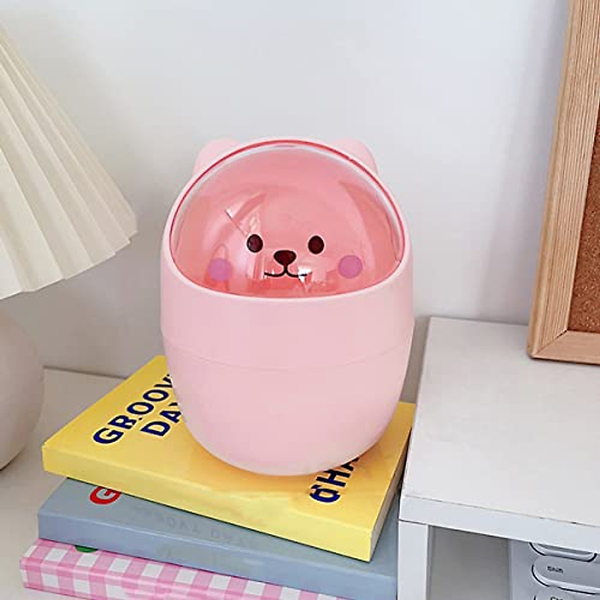 Cabilock Kawaii Things Kawaii Things Desktop Bin Plastic Home Lovely Bucket Can Garbage Shake Mini for Trash Office with Creative Lid Storage Container Cartoon Strawberry Kitchen Cute Bins