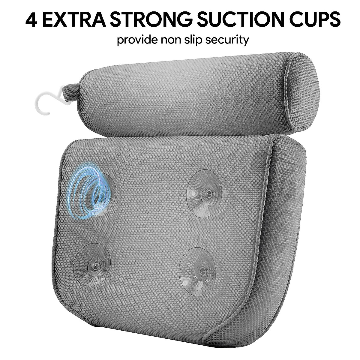 PEULEX Comfort Bath Pillow for Tub, Bath Pillow for Neck Back Support with Strong Suction Cups & Hook, Soft Bath Pillow for Luxury Bath, Hot Tub Bathtub Pillow Made with Soft Mesh, Great Gift for Wife