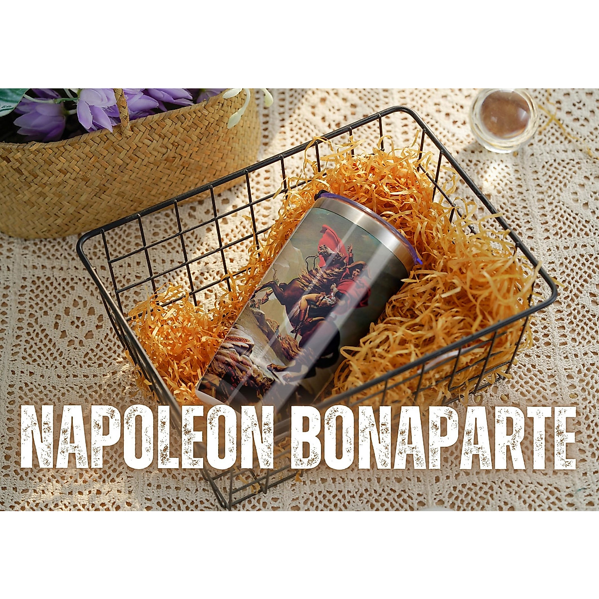 Onebttl History Teacher Christmas Gifts for Men, Napoleon Bonaparte Gifts for French History Lover, 20oz Stainless Steel Insulated Tumbler with Straw, Lid