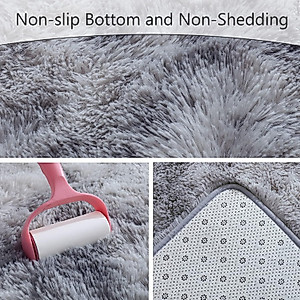 AROGAN 2x6 Feet Soft Runner Rugs for Bedroom Plush Fluffy Rug, Shag Furry Area Rug Carpet Non Shedding for Nursery Children Kids Girls Room Home Hallways Decorative, Grey and White