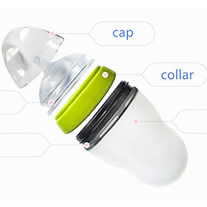 Baby Bottle Caps and Collars Rings Compatible for Comotomo Feeding Bottles,2 Count,Pink