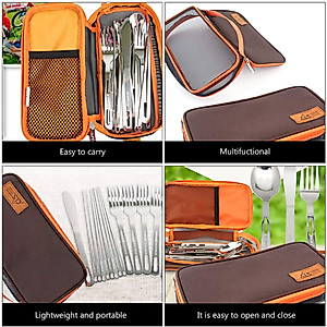 YARNOW Flatware Tableware Bag Barbecue Cookware Drain Pouch Cutlery Utensil Drain Storage Organizer for Outdoor Travel Picnic Camping
