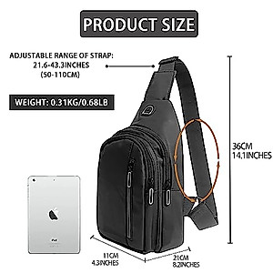 ZOORON Sling Bags for Men Women Crossbody Sling Backpack Chest Bags Travel Hiking Daypack (1 Pack Black)