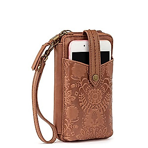 The Sak Silverlake N/S Smartphone Crossbody, Tobacco Floral Embossed