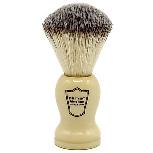 Parker, Synthetic Shaving Brush with Faux Cream Handle - Stand Included