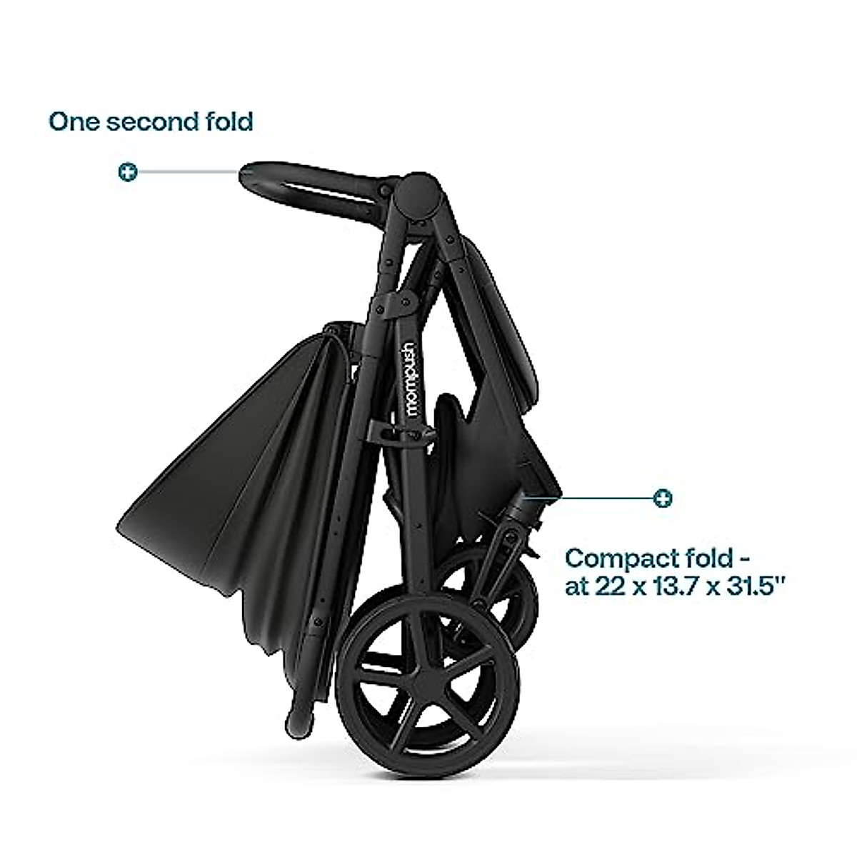 Mompush Nova Baby Stroller, Spacious Seat & Lie-Flat Mode, Toddler Stroller with Large UPF 50+ Canopy, Compact Folding with One Hand, Infant Stroller for Birth to 50 LB