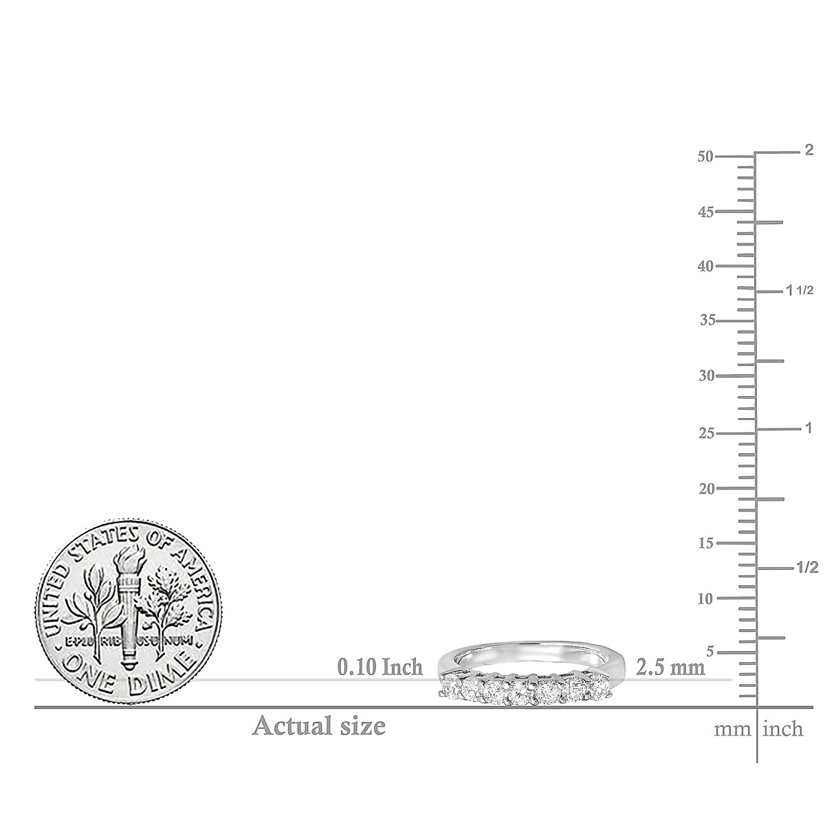 Dazzlingrock Collection 0.50 Carat (Cttw) Round White Diamond 7 Stone Stackable Wedding Band for Women in 10K White Gold Size 7