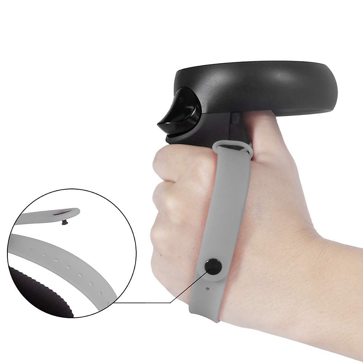 HIJIAO Design silicone Knuckle Strap for Oculus Quest/Oculus Rift S Touch Controller Grip Accessories (1 Pair) (gray)