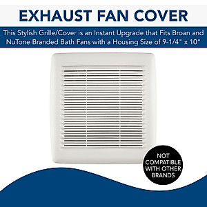 Broan-NuTone FGR300S Replacement Grille Cover for Roomside Series Bathroom Ventilation Fan, Easy Installation, White, 11.25 x 11.75 x 1 inches