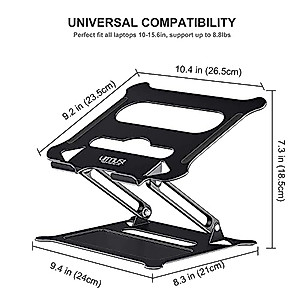 Urmust Laptop Notebook Stand Holder Adjustable Laptop Stand Portable Laptop Riser Compatible with MacBook Air Pro HP Dell XPS Lenovo All Laptops 10-15.6"(Black)