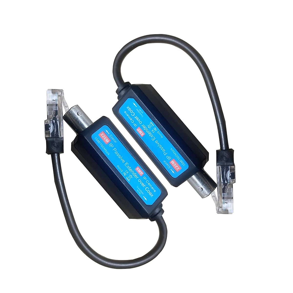 IP Passive Extender Ethernet Over Coax 1-CH, IP Network to Coaxial Transmitter IP Network Converter Fit CCTV Camera UTP RG59/ RJ45 4-Wired 1236 Cable No. BNC Video Balun Only Fit POE Camera System