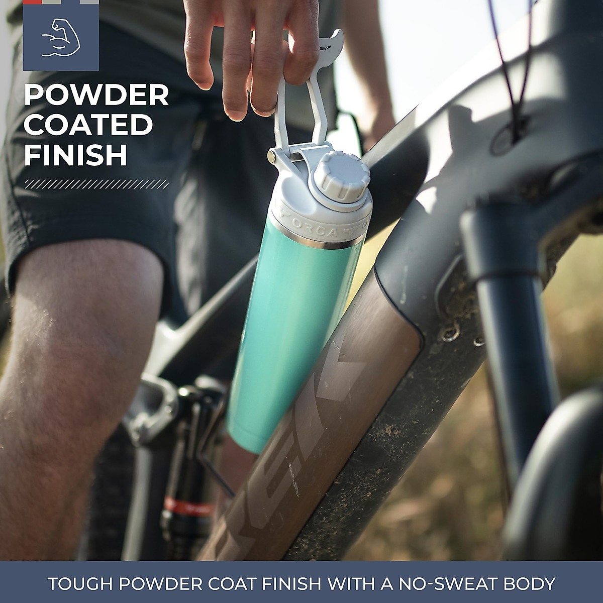 ORCA Hydra 22oz | Insulated, Stainless Steel Water Bottle with Powder Coat Finish & Silicone Grip Whale Tale Handle, Dishwasher Safe Sports Bottle — Dusty Rose