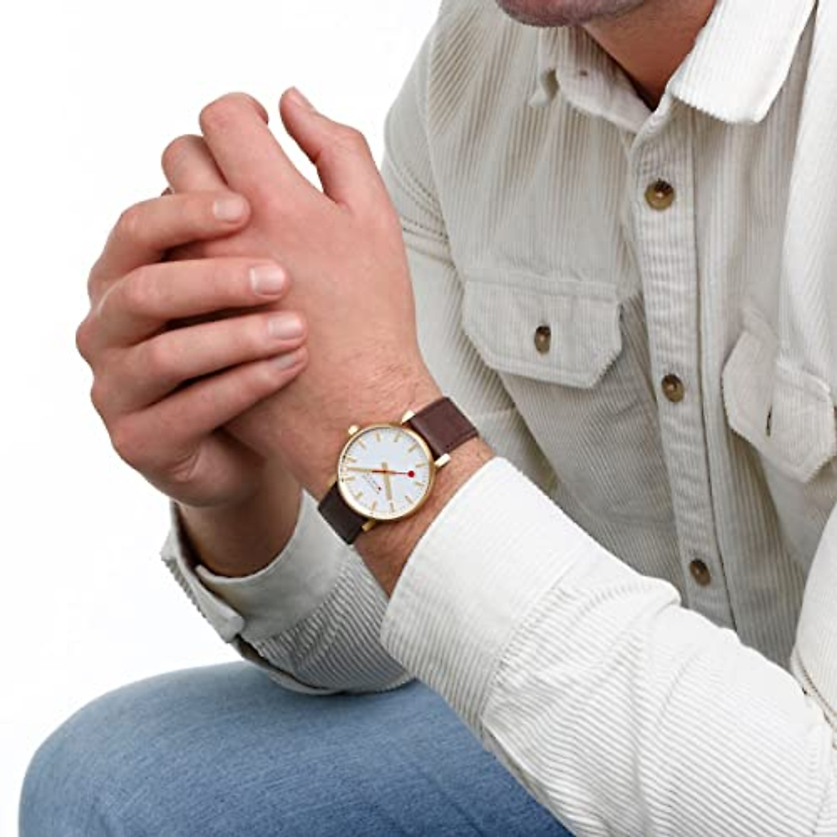 evo2, 40mm, Golden Watch Brown Leather Strap