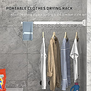 BESTHLS Wall Mounted Portable Clothes Drying Rack with Space Saver Clothes Hangers Design Universal for Balcony Mudroom Bedroom Kitchen Foldable Laundry Rack (2-Pole White)