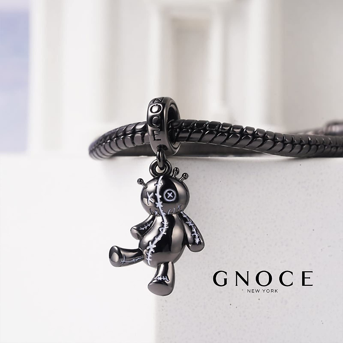 GNOCE Voodoo Doll Pendant Charm 925 Sterling Silver Dangle Bead Charms For Women Bracelet/Necklace Halloween Gifts For Wife(color-5)