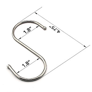 RuiLing 6-Pack 4.7 Inches Extra Large S Shape Hooks,Heavy-Duty Stainless Steel Hanging Hooks - Multiple uses,Ideal for Apparel, Kitchenware, Utensils, Plants, Towels, Gardening Tools.