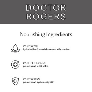 Doctor Rogers Lip Balm, Rich Moisturizing Lip Balm for Softening, Natural & Plant-Based, Hypoallergenic, Dermatologist-Created Lip Moisturizer for Very Dry Lips, Vegan, 1 Tube, 4.25g / 0.15oz