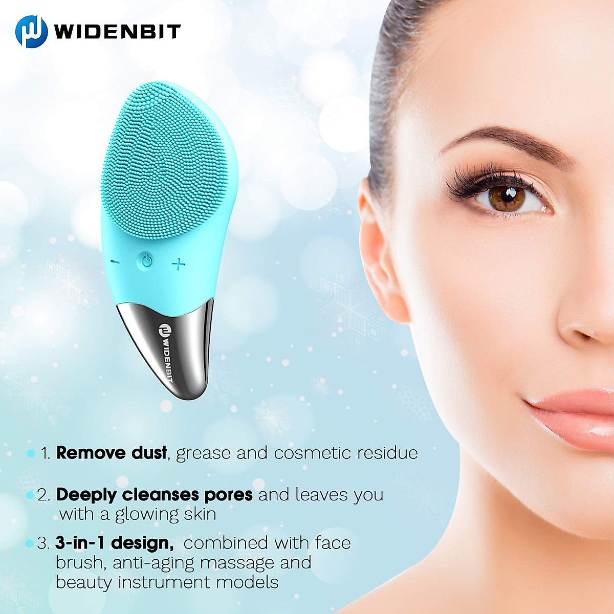 Sonic Facial Cleansing Brush, Refresh Jade - Silicone Electric Face Brush with 3 Function Modes, Waterproof, USB Rechargeable for All Skin Types, Gentle Exfoliating, Deep Cleansing, Massaging (green)