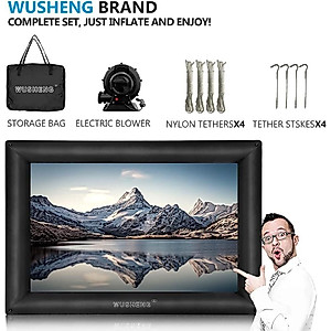 Portable Projector Screens- Huge Air-Blown Cinema Projection Screen Package with Rope, Blower,Tent Stakes - Front & Rear Projection,for Outdoor Party Backyard Pool Fun (Size : 20FT)