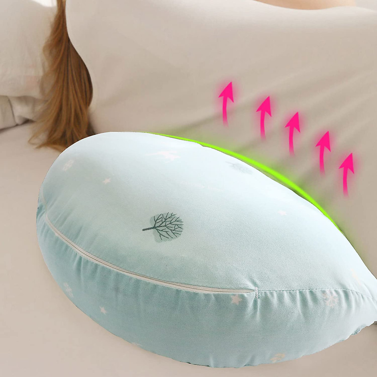 Lacomfy Pregnancy Pillow for Side Sleeper, Double Wedge Pillow for Maternity, Side Sleeping Pillow for Belly, Waist, Back Support, Detachable and Removable Outercase, Easy to Clean, Light Green