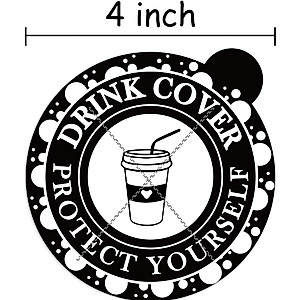 Alcohol Protection Drink Cup Cover Protector Stickers 4 Inch Disposable Drink Lid Stickers Adhesive Drinking Glass Cover Drink Protector for Drinks Protection 50 Pcs