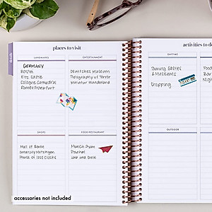 A5 Spiral Bound Travel Journal/Vacation Planner. Track 14 Days of Travel. 3 Tabbed Sections. 160 Pages of Thick 80 lb. Mohawk Paper. Sticker Sheet Included by Erin Condren.