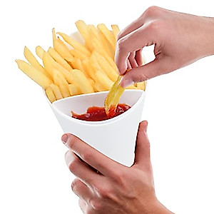 TBWHL IN-car French Fry Holder with Sauce Cup Holder Dip Set 2 In 1 French Fry Cone Dipping Cups For French Fries And Veggies