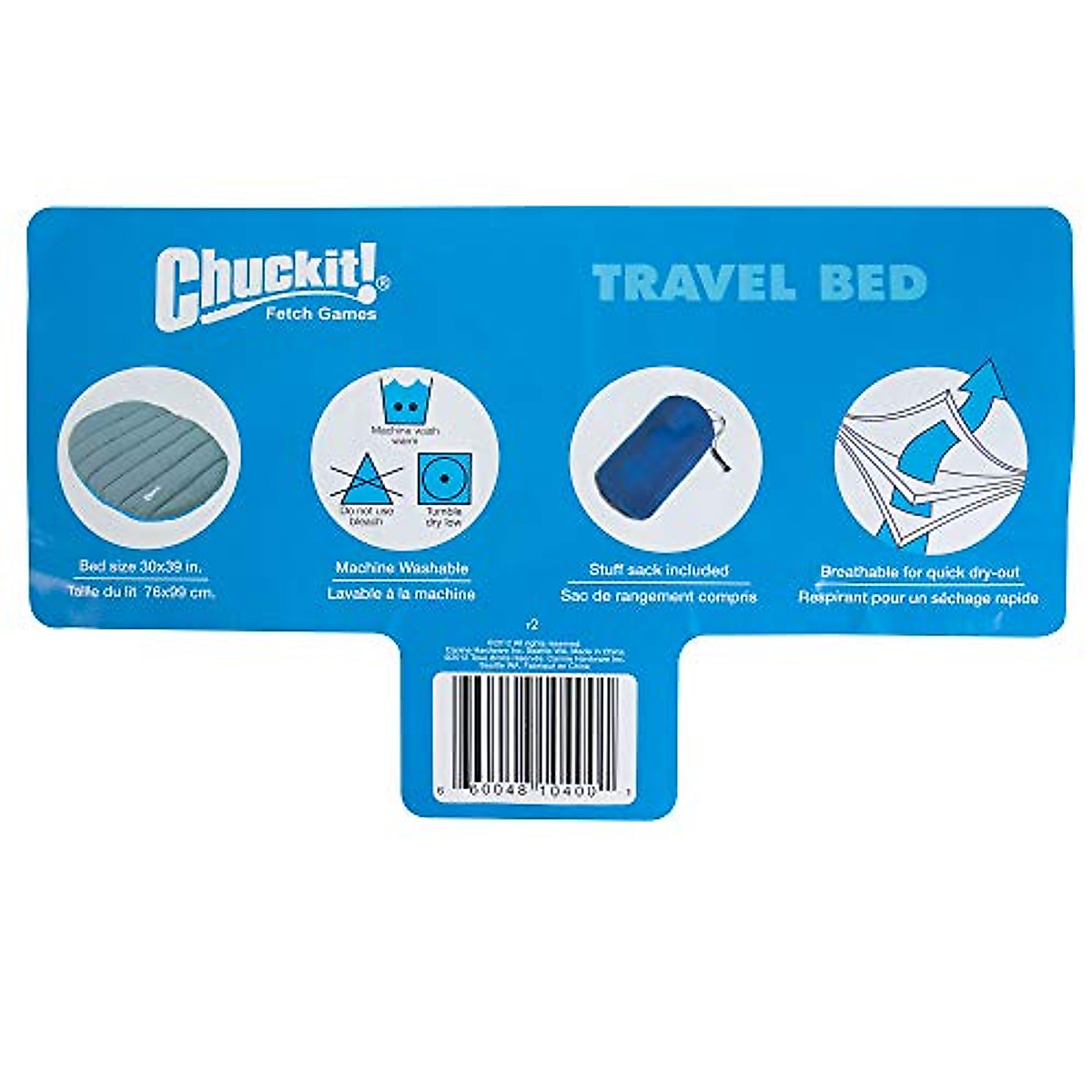Chuckit! Travel Dog Bed (39"L x 30"W) Water Resistant Blue