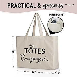 Prazoli Engaged Tote Bag - Engagement Gifts for Couples & Women , Bachelorette Gifts for Bride to Be Gifts , Honeymoon Essentials , Engaged Gifts for Her , Cute Bridal Shower Gift for Future Mrs