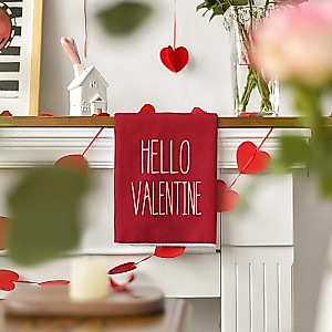 Artoid Mode Roses Hearts Hello Valentine's Day Kitchen Towels Dish Towels, 18x26 Inch Anniversary Decoration Hand Towels Set of 2