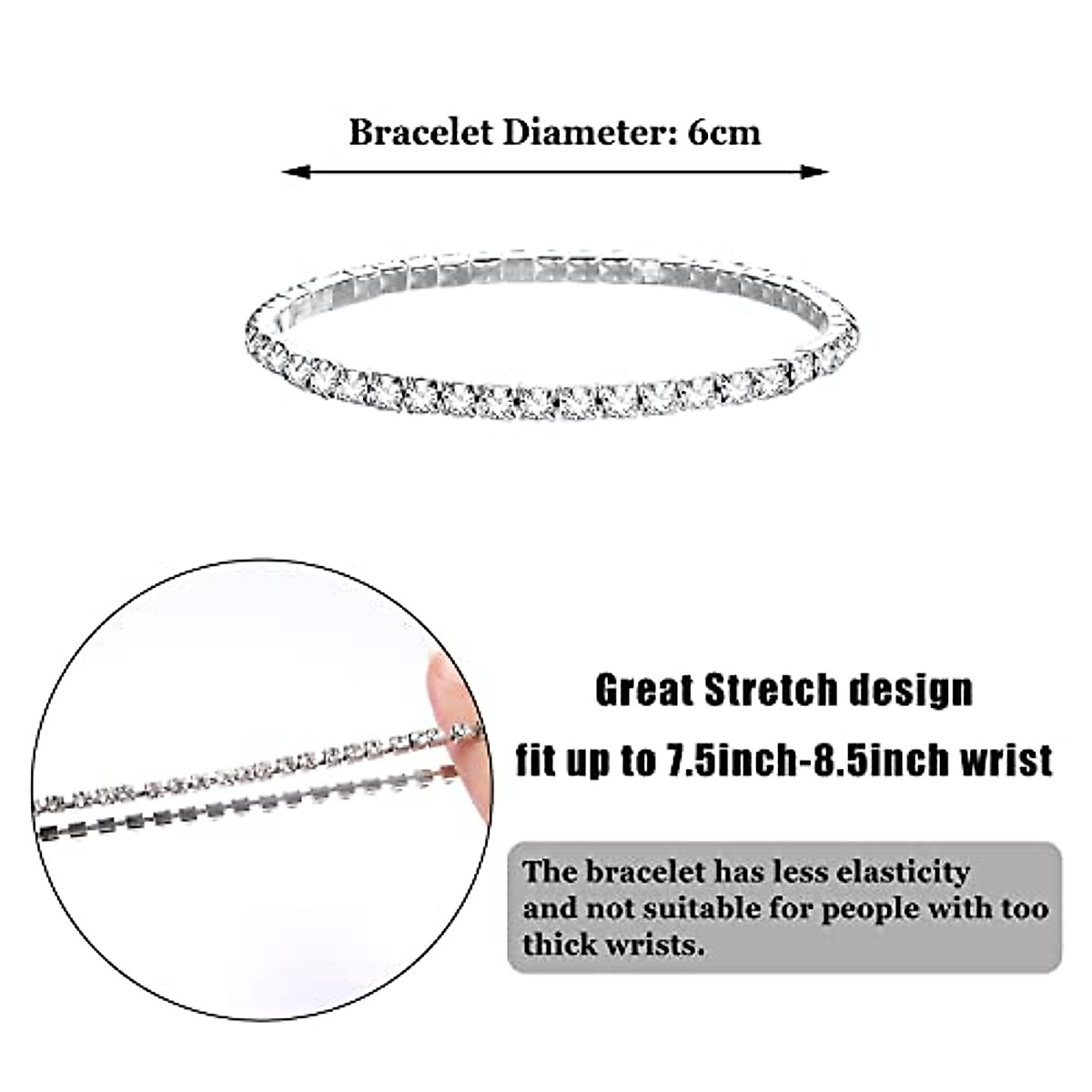 THUNARAZ Silver Bridal Jewelry Set Rhinestone Crystal Necklace Bracelet Dangle Earrings for Women Brides Bridesmaid Prom Costume Accessories