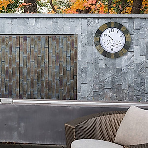 DORBOKER Outdoor Clock Thermometer and Hygrometer Combo, 14 Inch, Gray Slate, Unisex