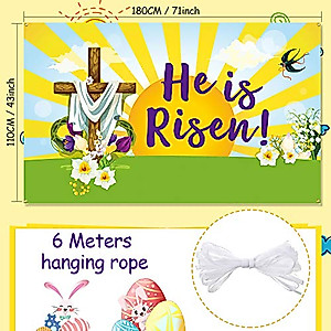 Happy Easter Jesus Backdrop Easter Jesus He Is Risen Background Banner Easter Resurrection Background for Easter Day Celebration Party Decor Banner Portrait Photo Easter Party Supplies, 6 x 4 ft