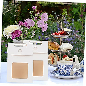 ULTECHNOVO 12pcs Cupcake Boxes Window Gift Bag Mini Muffin Mini Containers Clear Cake Box Small Baking Boxes Kraft Cupcake Holder Christmas Gift Bags Muffins Packaging Box Cake Container Box