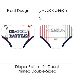 Big Dot of Happiness Batter Up - Baseball - Diaper Shaped Raffle Ticket Inserts - Baby Shower Activities - Diaper Raffle Game - Set of 24