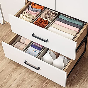 Stero 6 Pack Drawer Organizers for Clothing, Dresser Drawer Organizer Clothes, Fabric Foldable Closet Organizers and Storage Basket Bins for Clothes, Underwear, Bras, Socks (Light Grey)