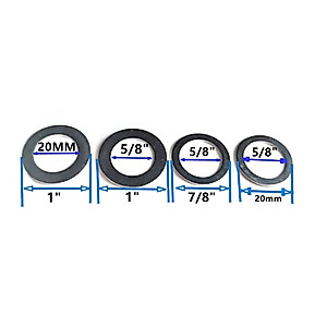 16pcs Saw Blade Bushing Set Saw Blade Adapter Ring, Angle grinder inner aperture conversion gasket，1 Inch to 20 mm, 1 Inch to 5/8 Inch, 7/8 Inch to 5/8 Inch, 20 mmto 5/8 Inch,4 per Model