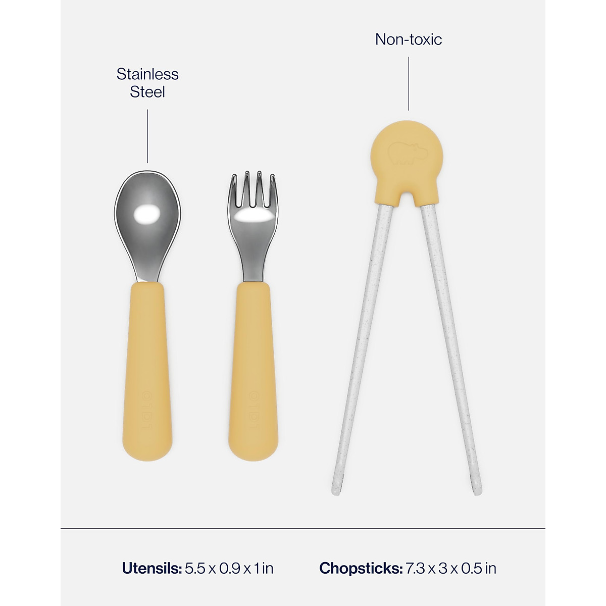 Lalo Big Bites Kids Dinnerware Full Set - Dishwasher Safe, BPA Free, Kids Tableware Set - Includes Stackable Bowl, Plate, Utensils & Cup - 7 Pieces - Honey