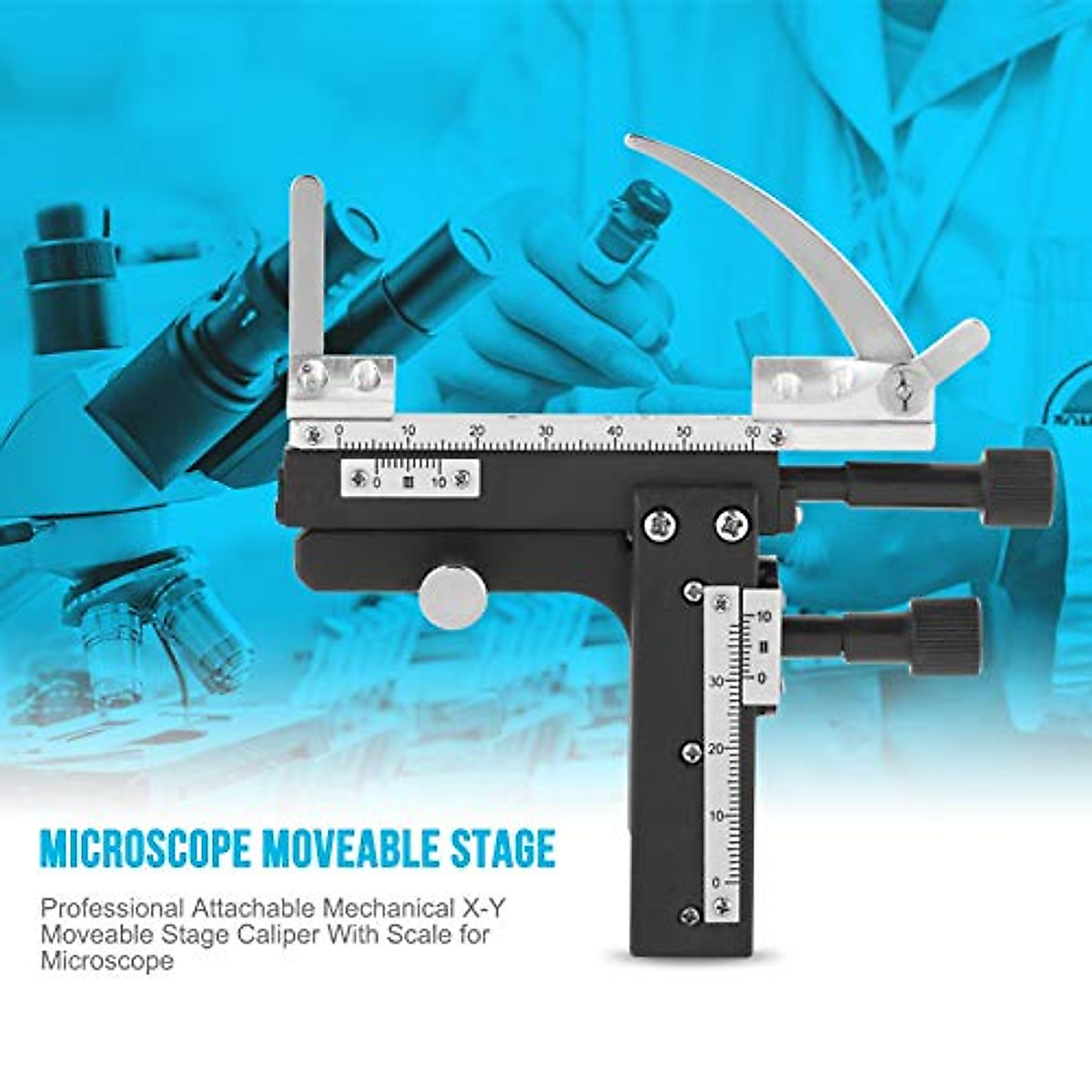 SALUTUYA Microscope Calipers Professional Attachable Mechanical X-Y Moveable Stage Caliper High Precision with Scale for Microscope