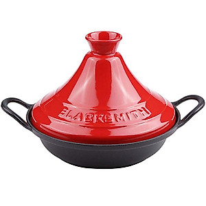 MYYINGBIN 27cm Red Tagine Enameled Cast Iron Pot High Gloss Enamel Inside and Outside Easy to Clean Slow Cooker Suitable for 2-4 People