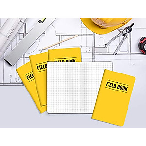 Field Notebook/Pocket Journal - 3.5"x5.5" - Yellow - Graph Memo Book - Pack of 5