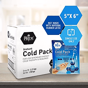 MED PRIDE Emergency Ice Packs 6-Pack, First Aid Instant Cold Pack for Pain Relief, Disposable 5''x 6'' Ice Pack for First Aid Kit, No Freezer Needed